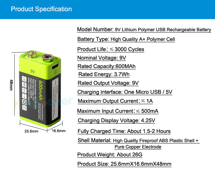 6F22 Battery For Gun Smoke Detector Security Detector - kingsener.com