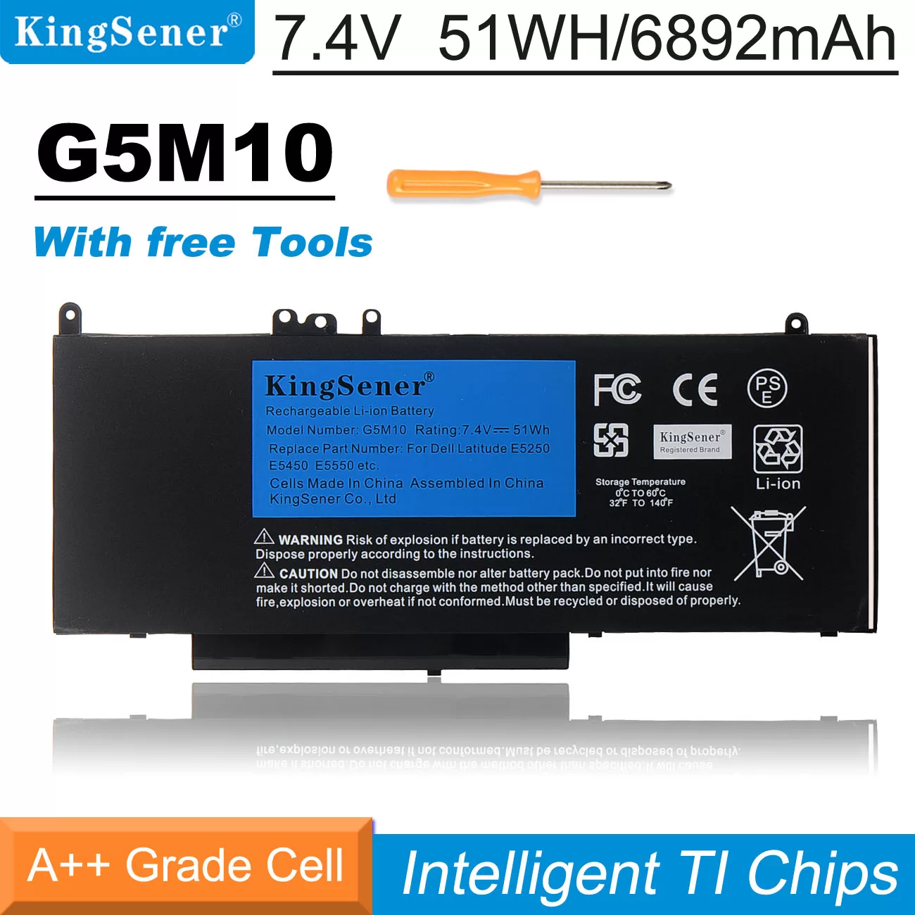 G5M10 Battery For DELL Latitude E5250 E5450 E5550 - kingsener.com