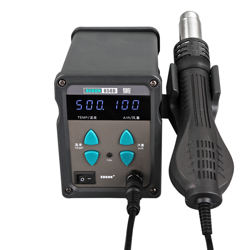 858D 1000W hot air gun digital display rotating straight - kingsener.com